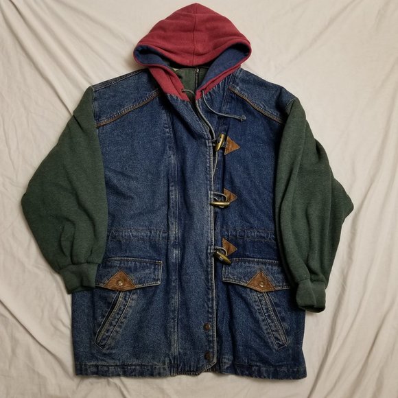 Vintage | Jackets & Coats | Vintage 8s 90s Color Block Denim Jacket ...